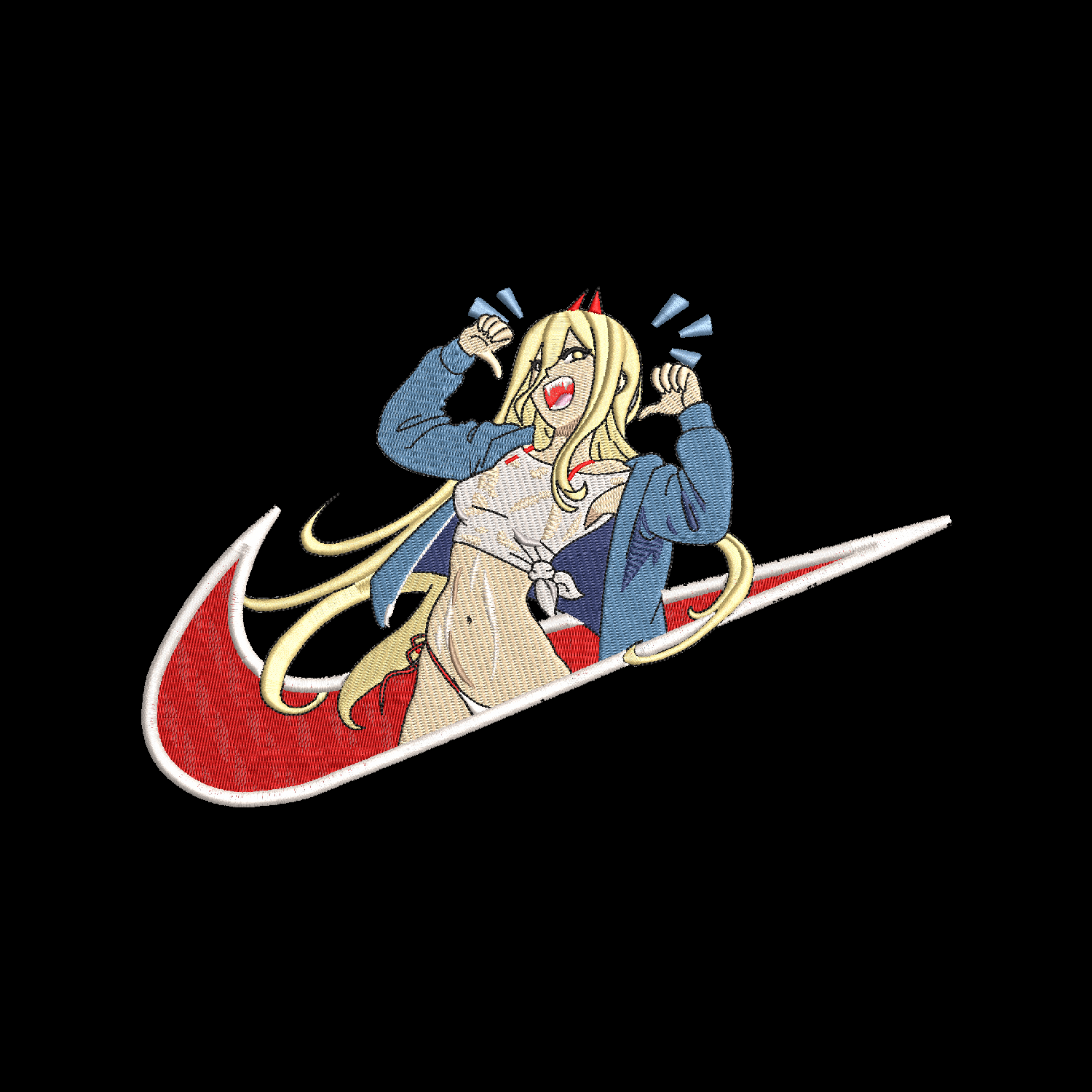 Custom Chainsaw Man Power Blood Devil Embroidered Crewneck OR Hoodie S ...
